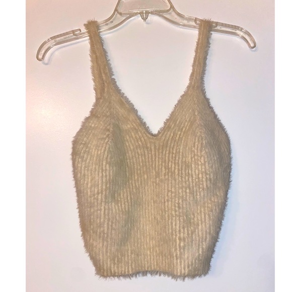 Tops | Fuzzy Offwhite Crop Top | Poshmark